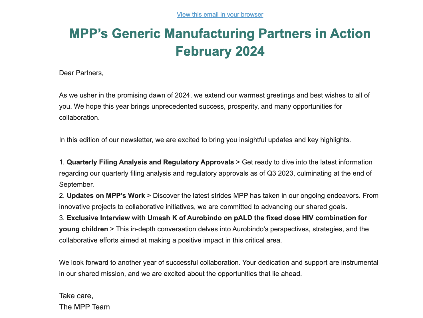 MPP's Generic Manufacturing Partners In Action, February 2024 - MPP